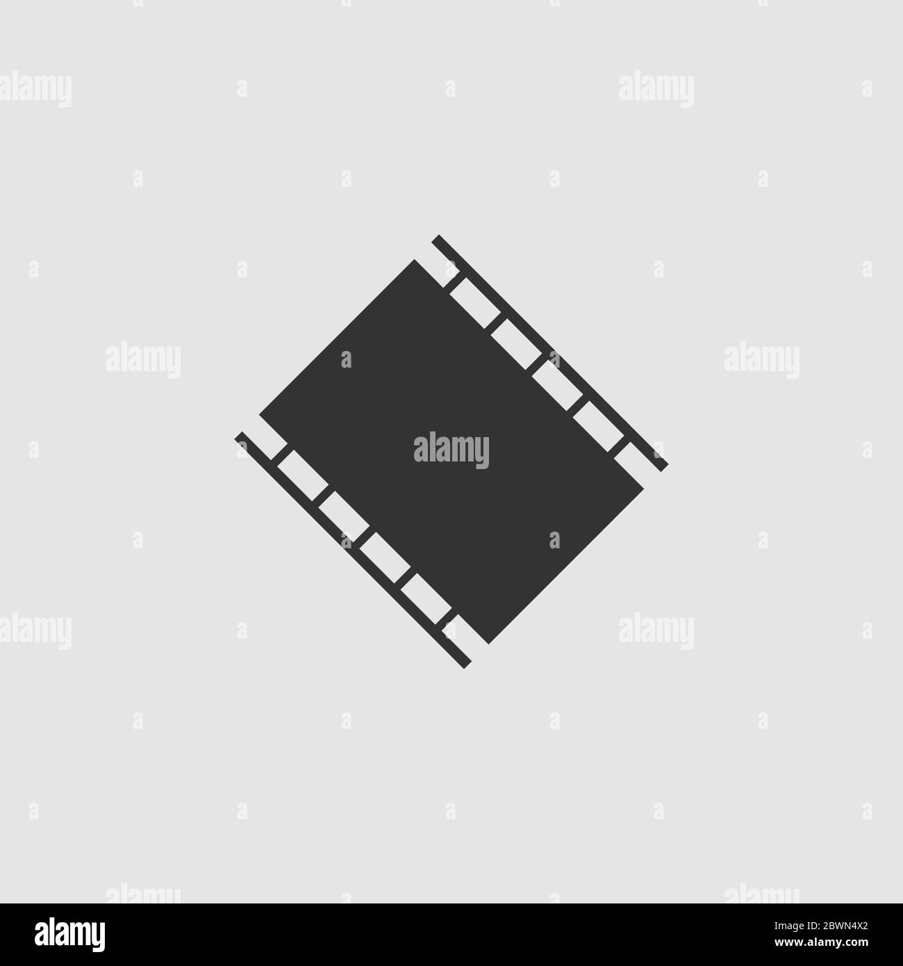 Film reel icon flat. Black pictogram on grey background. Vector ...