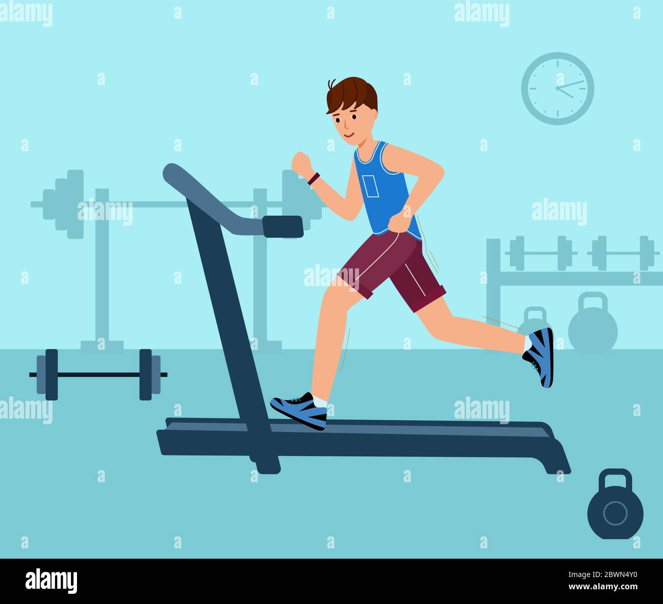 Young man on running track. Fitness illustration personal training ...