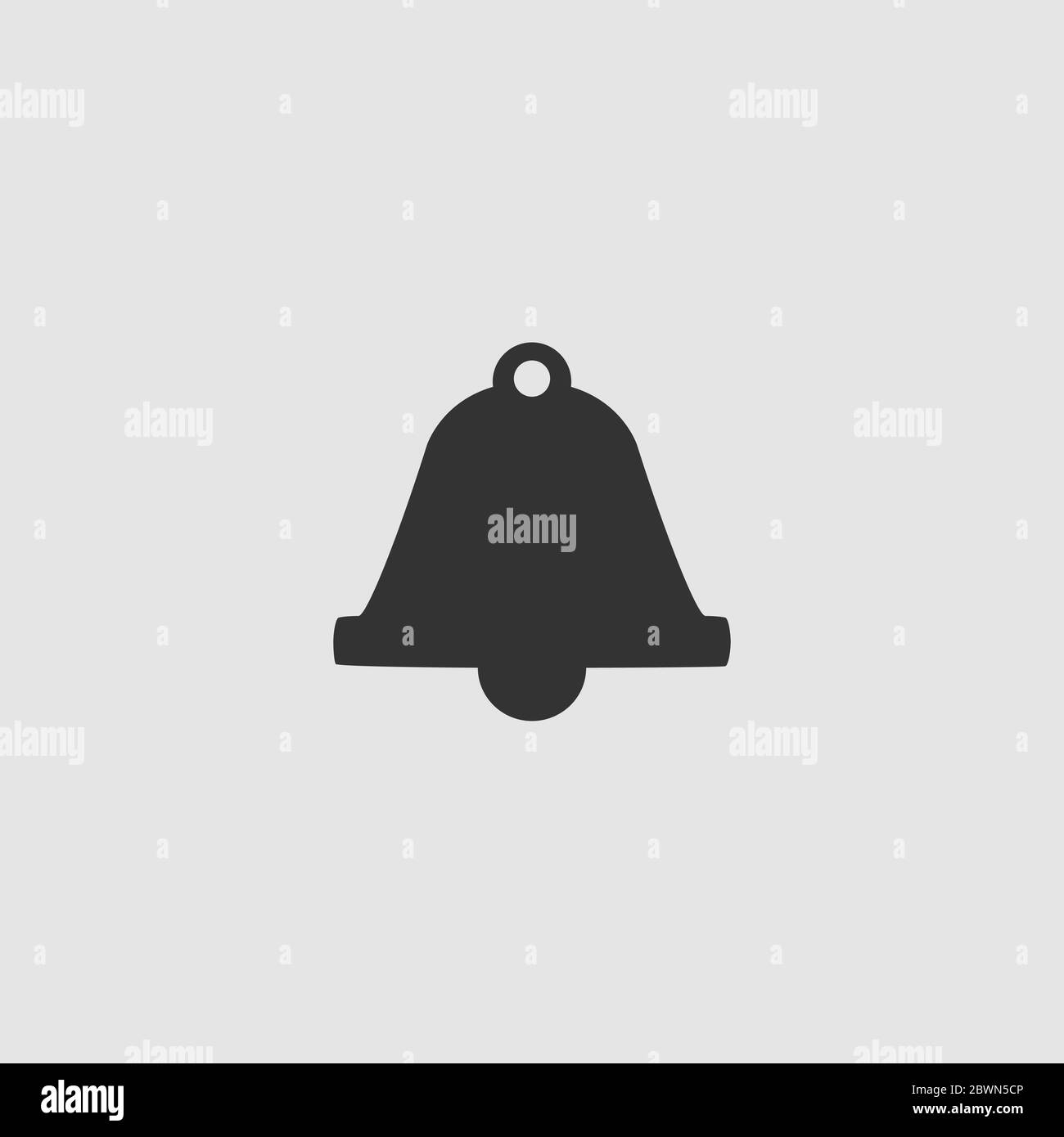 Bell icon flat. Black pictogram on grey background. Vector illustration ...