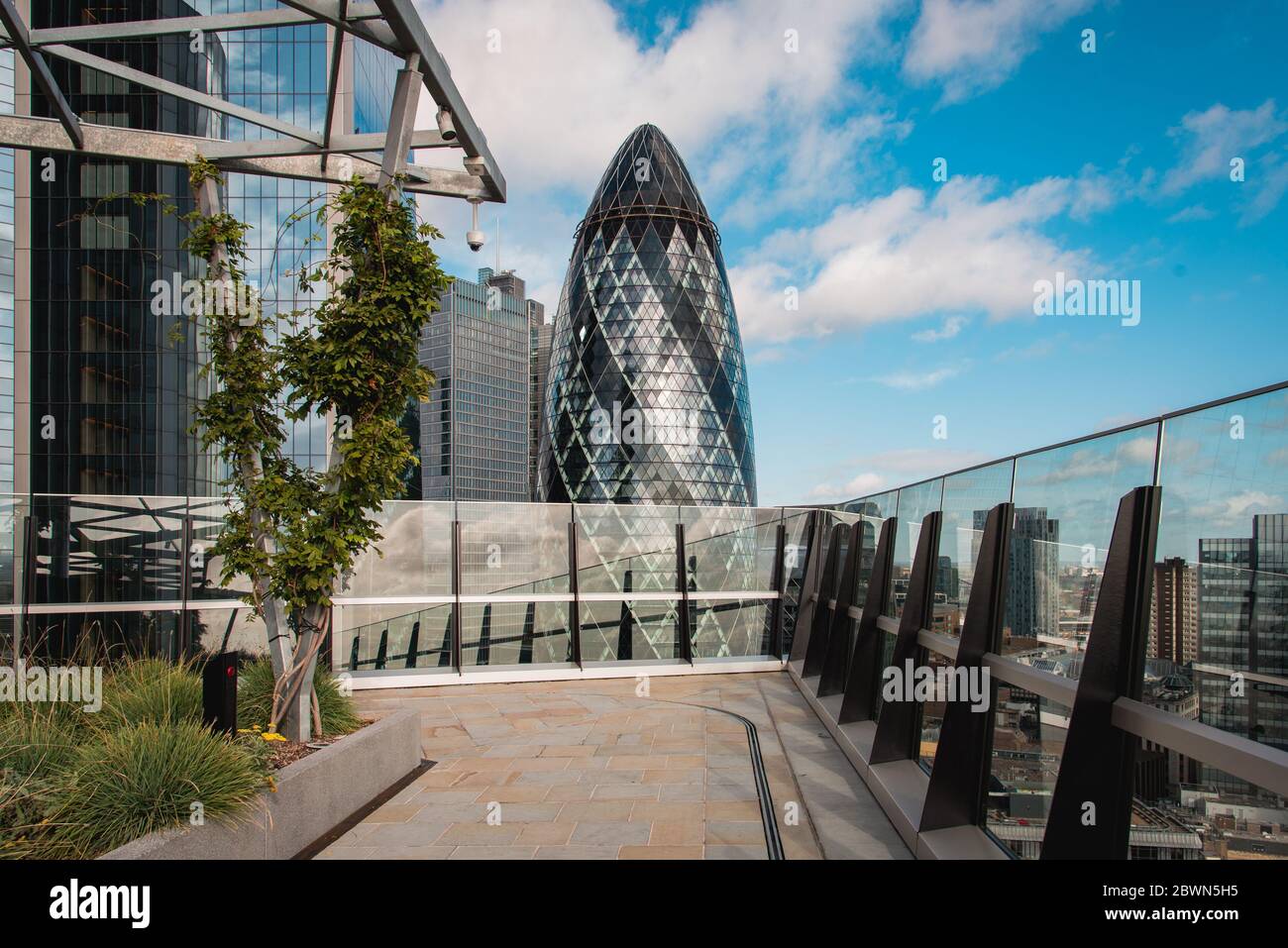 View of the 30 St Mary Axe Building, also known as the Gherkin Stock ...