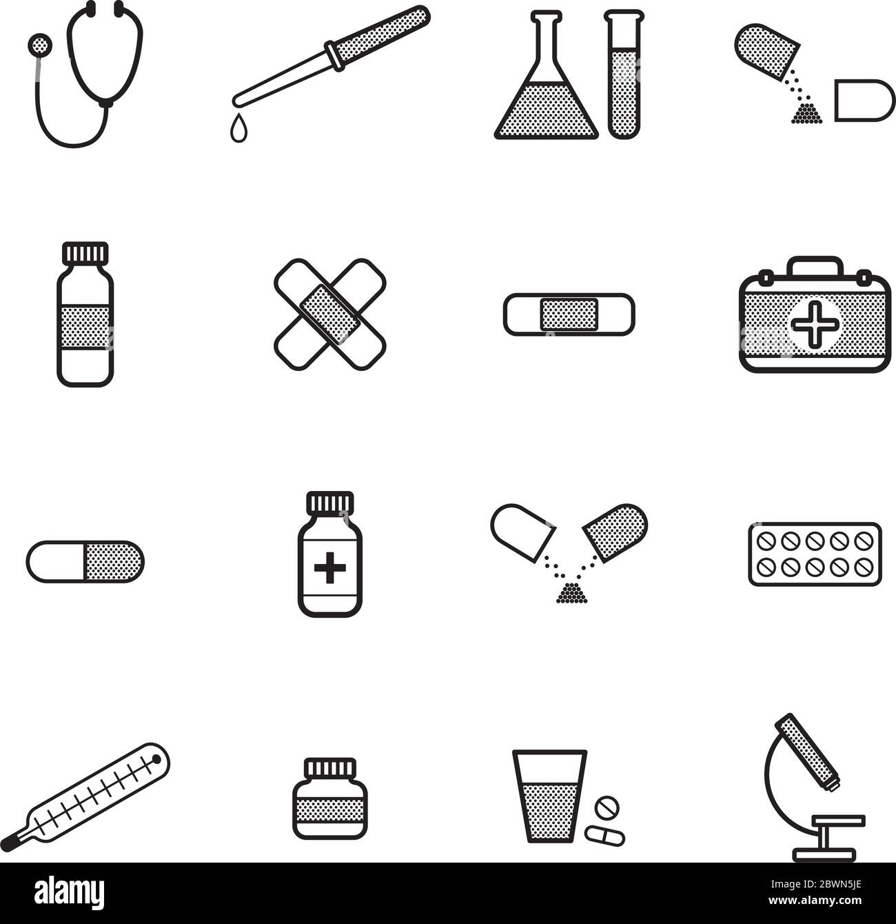 Medical line icon set. Flat vector illustration Stock Vector Image ...