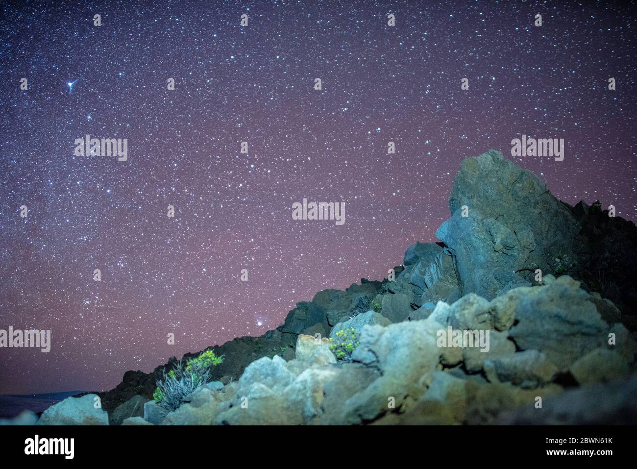 Stars Shine among Volcano at Haleakala National Park, Hawaii USA Stock ...
