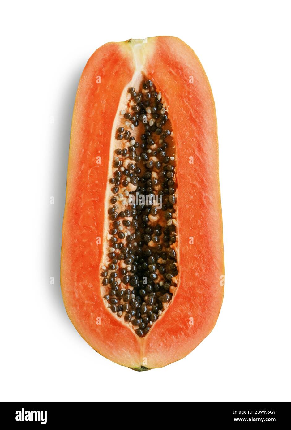 Half of ripe papaya isolated on white background, top view. Clipping ...