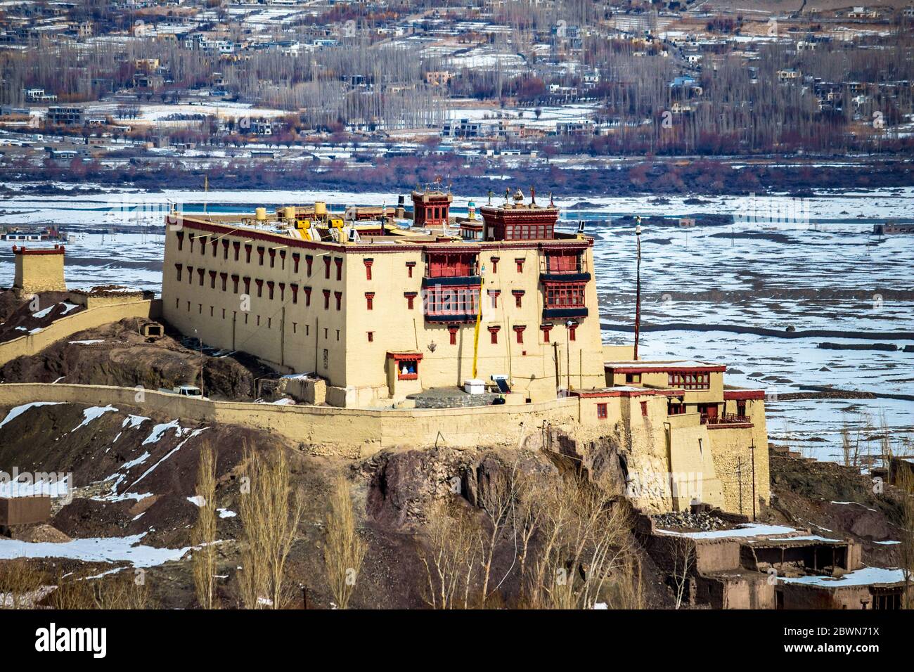 Stok Palace in the snow mountains of Ladakh, Jammu and Kashmir, India ...