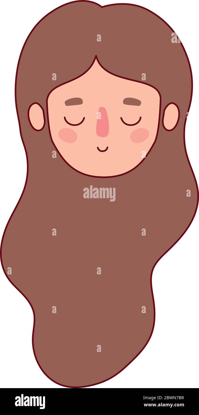 Head woman cartoon with brown hair vector design Stock Vector Image ...
