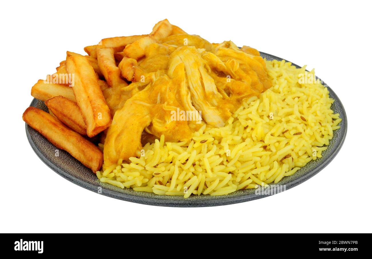 Chicken Curry With Rice And Chips