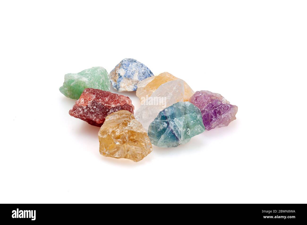 Decorative stones minerals on a white background Stock Photo - Alamy