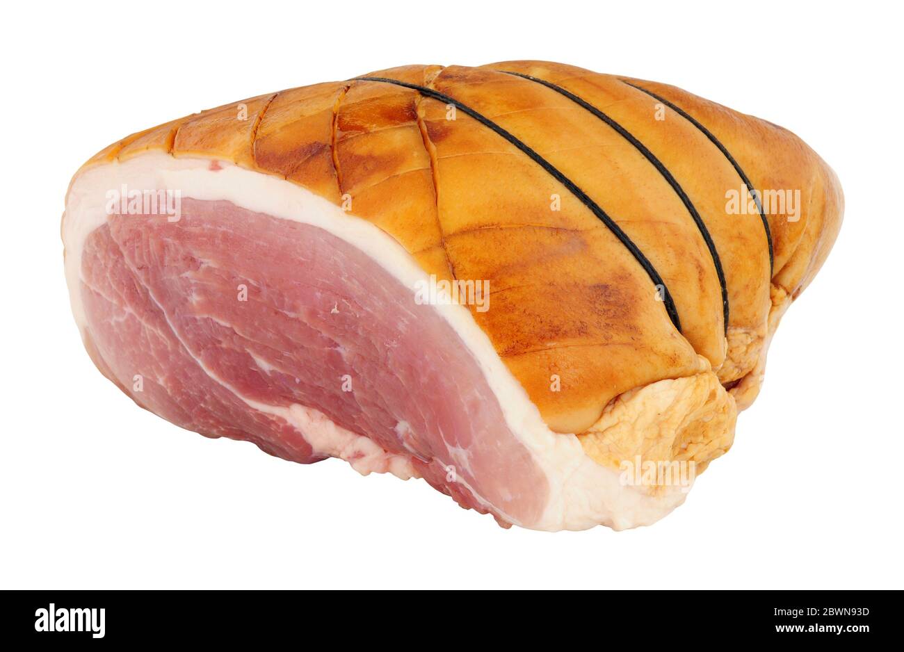 Raw smoked gammon roasting joint isolated on a white background Stock ...