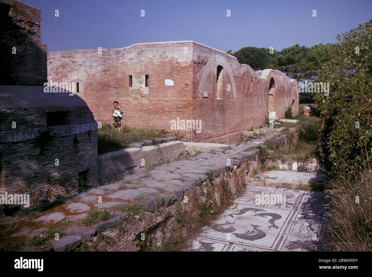Ostia Antica, a large Roman archaeological site, close to the modern ...