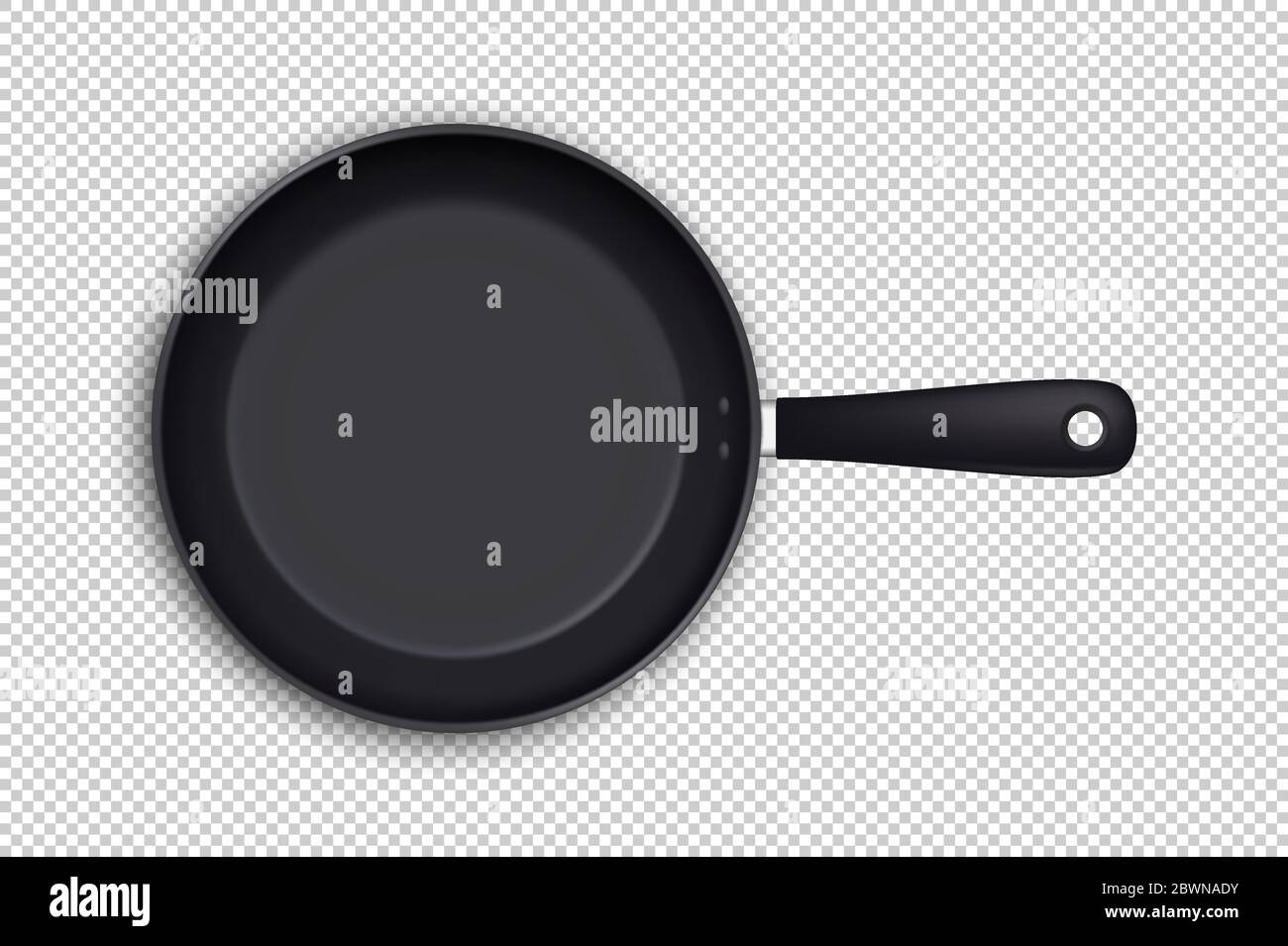 Vector realistic empty frying pan icon in top view isolated on ...