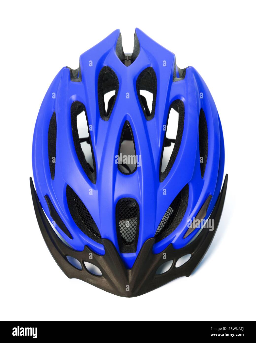 Blue bicycle helmet isolated on white background. View from above Stock ...