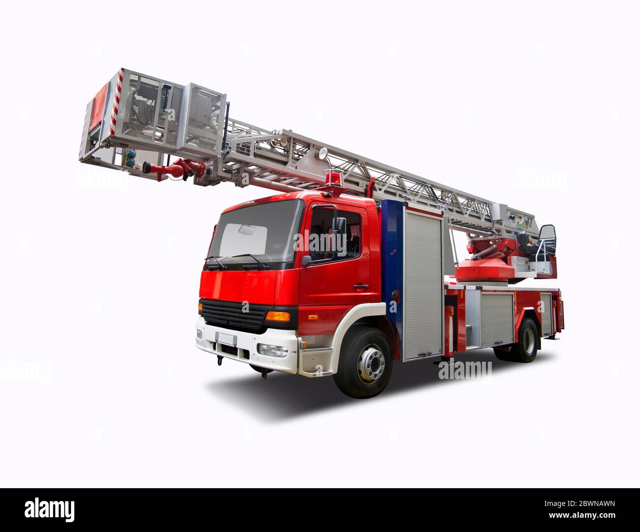 Fire truck crane isolated on white Stock Photo - Alamy