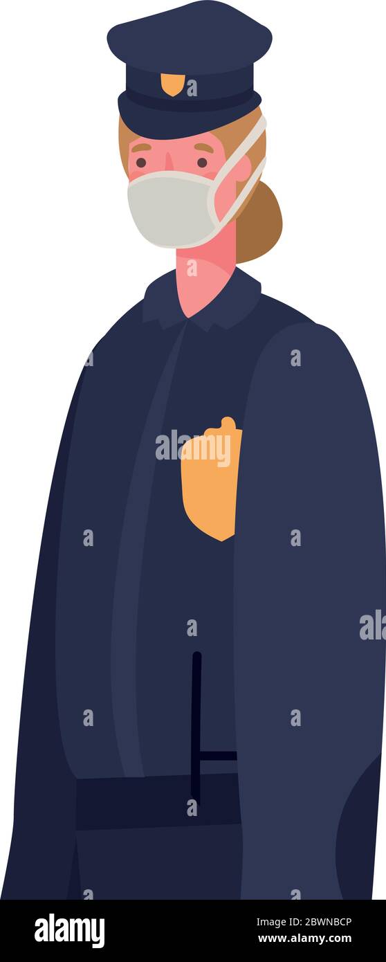 Female police with mask vector design Stock Vector Image & Art - Alamy