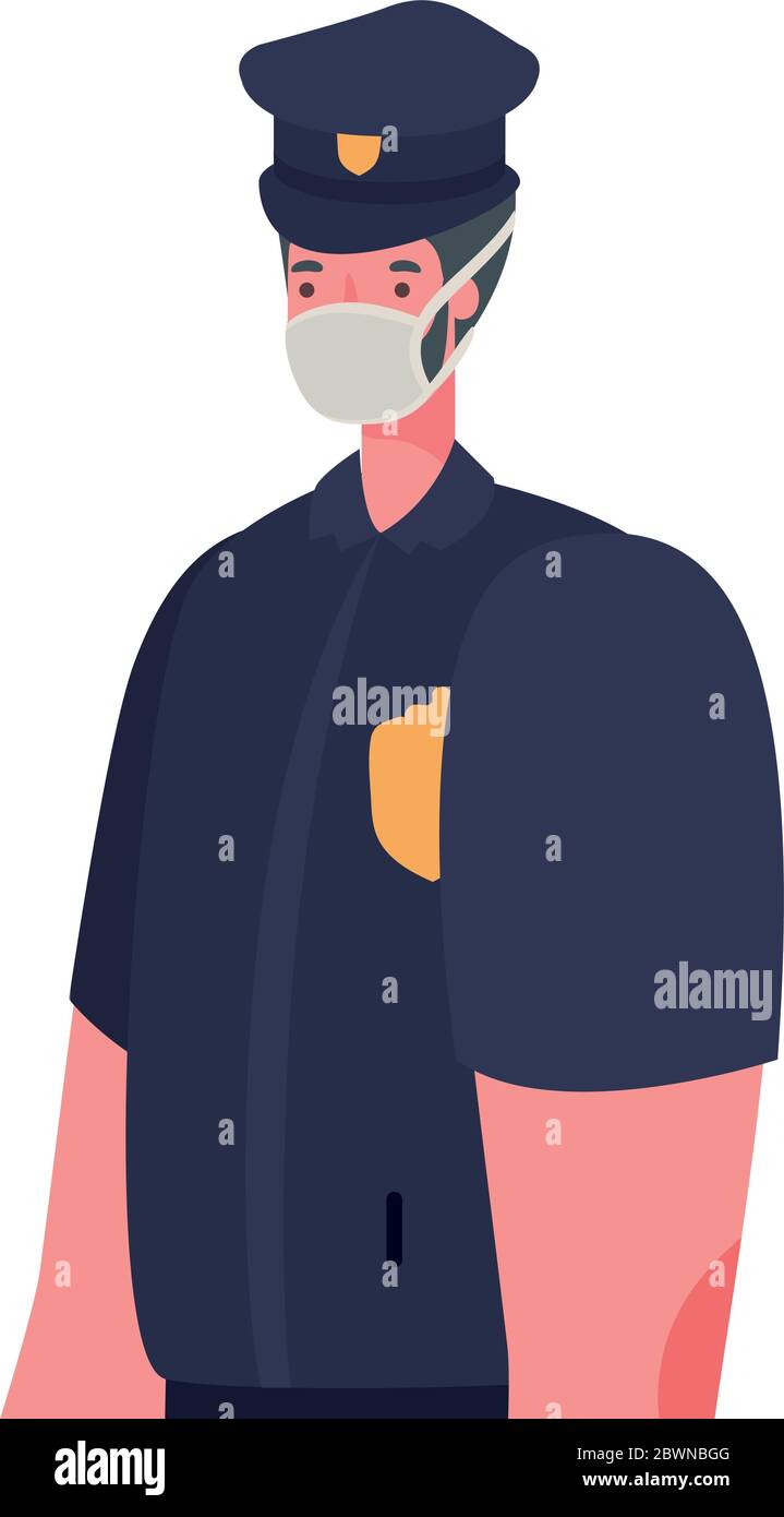 Male police with mask vector design Stock Vector Image & Art - Alamy