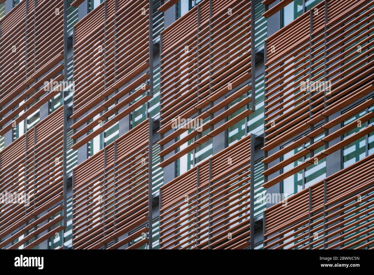 Geometric facade of a minimalist building at the afternoon light Stock ...
