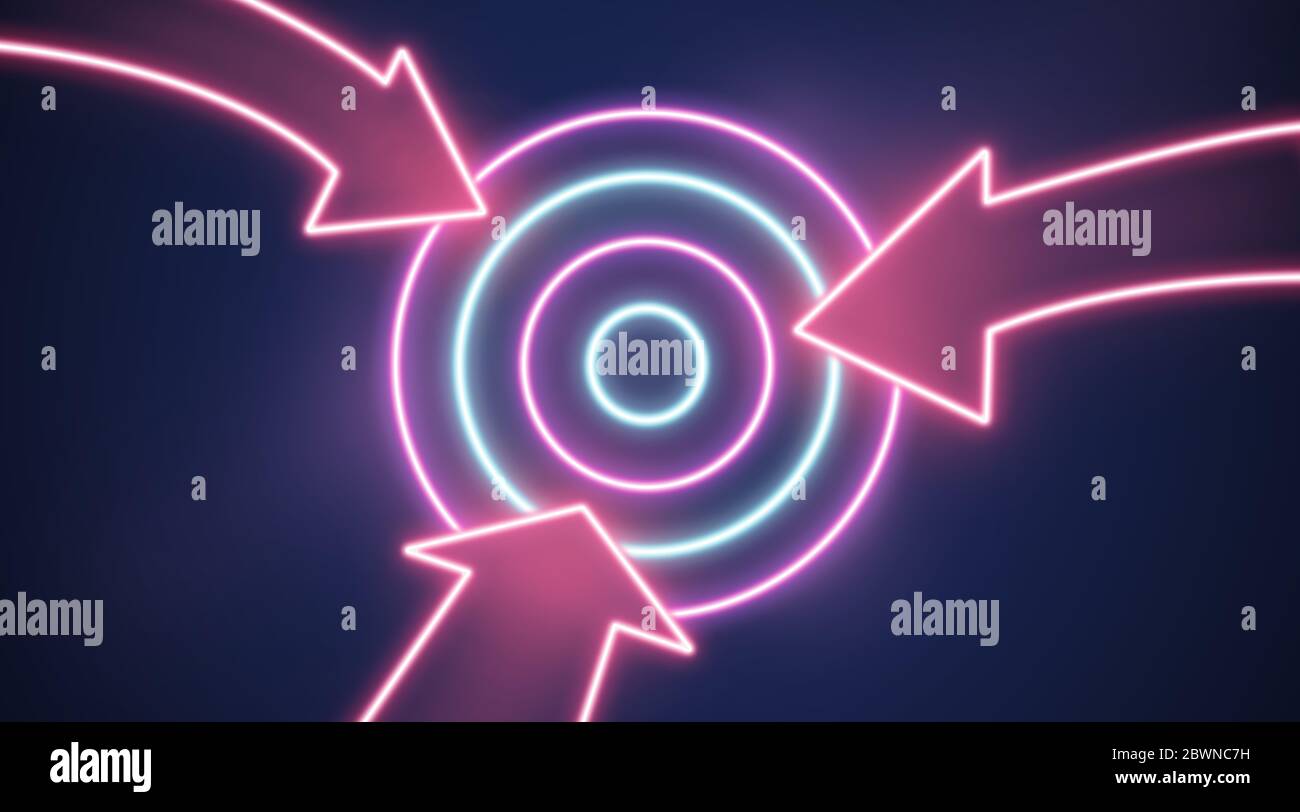 Business goals and success concept. Creative illustration with neon ...