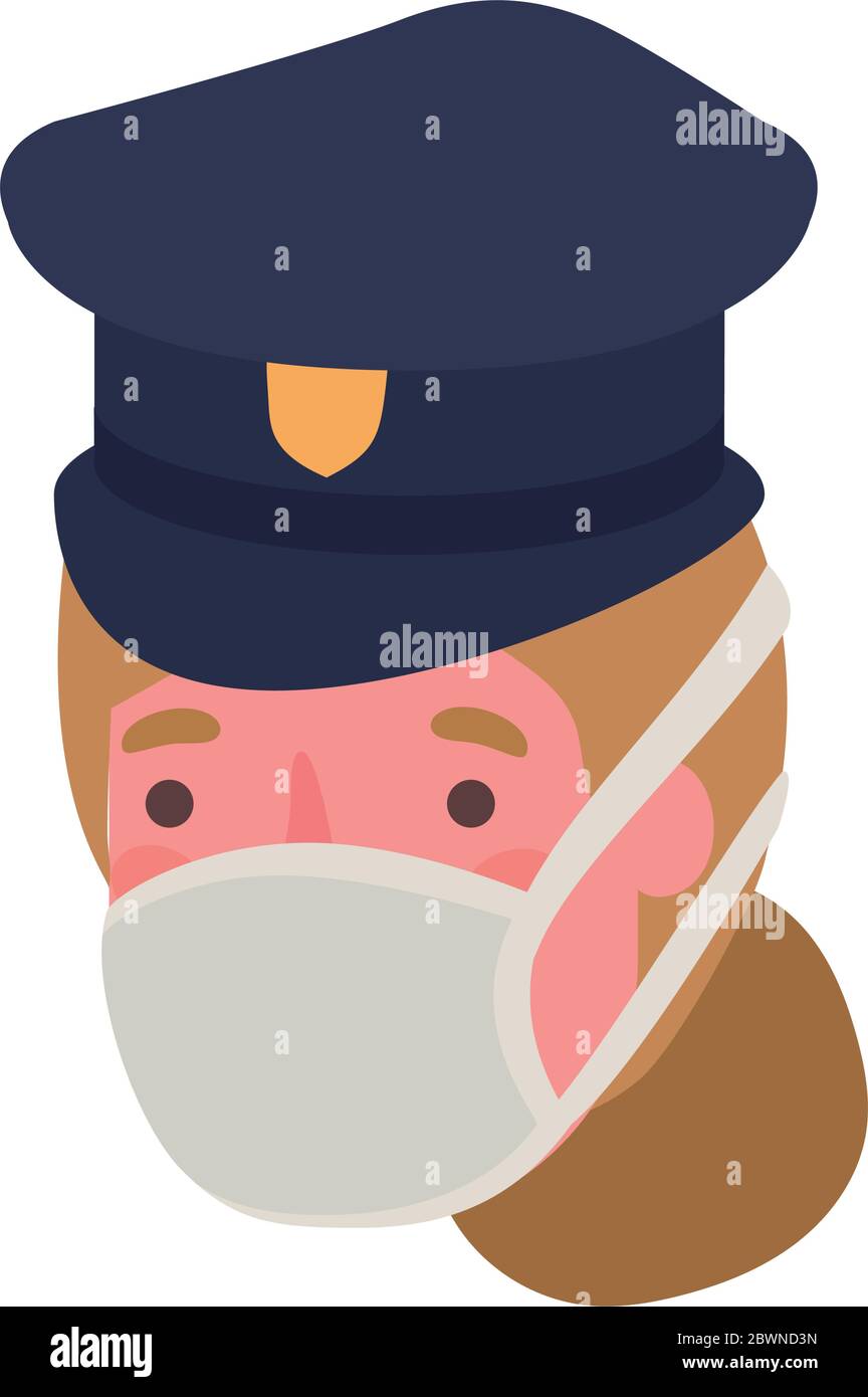 Female police with mask vector design Stock Vector Image & Art - Alamy