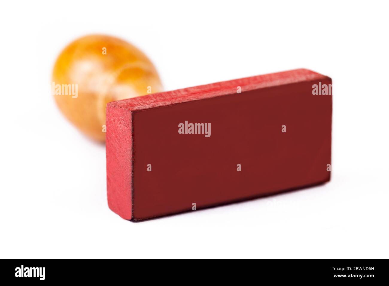 Blank empty wooden rubber stamp bottom part view, text space. Simple ...