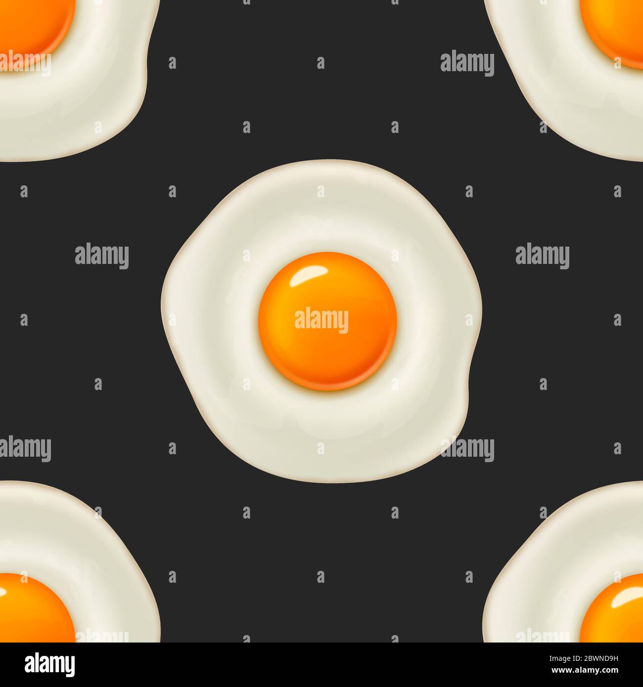 Vector seamless pattern with beautiful realistic fried egg Stock Vector ...