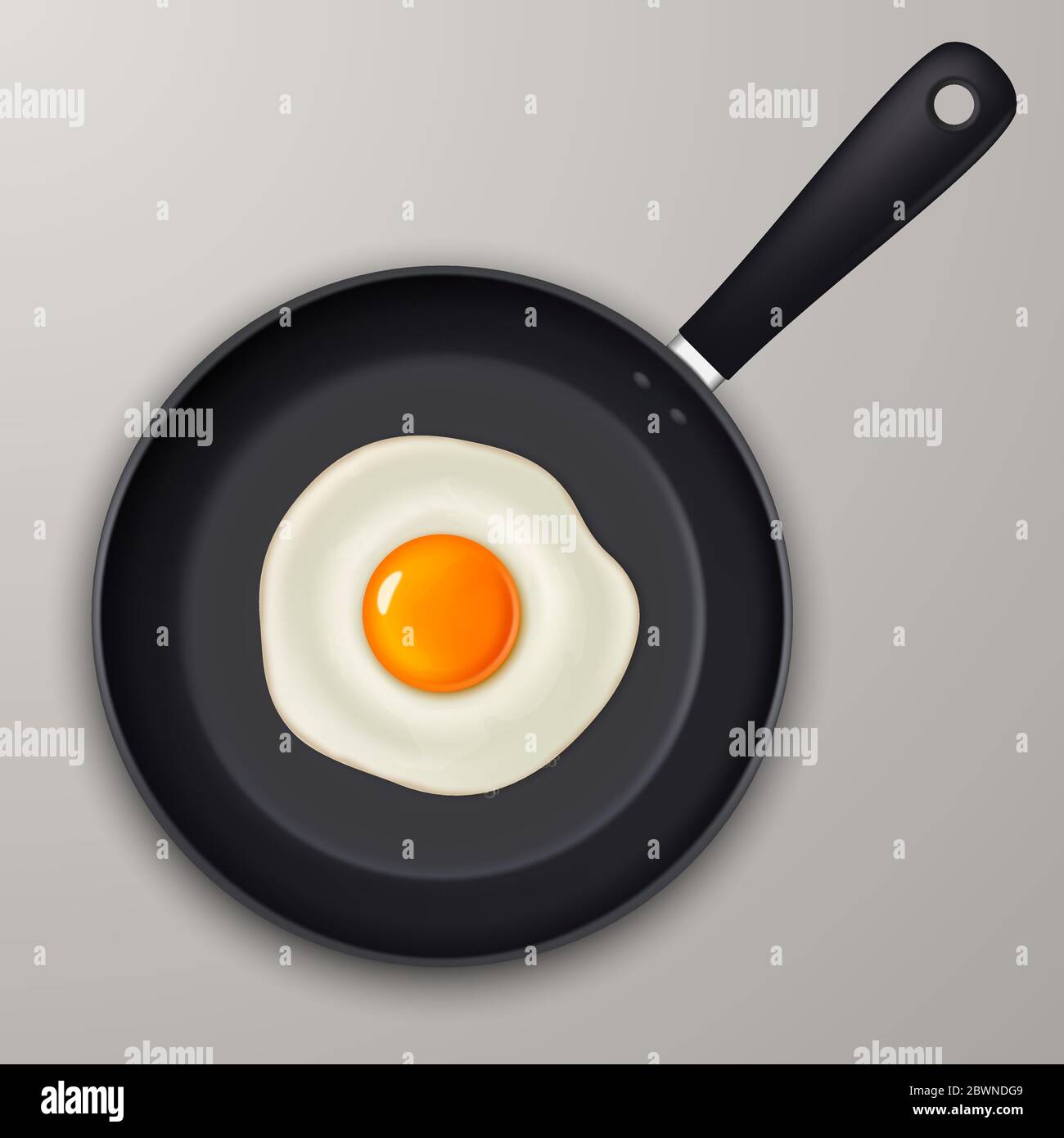 Vector fried egg on a black pan. Realistic icon Stock Vector Image ...