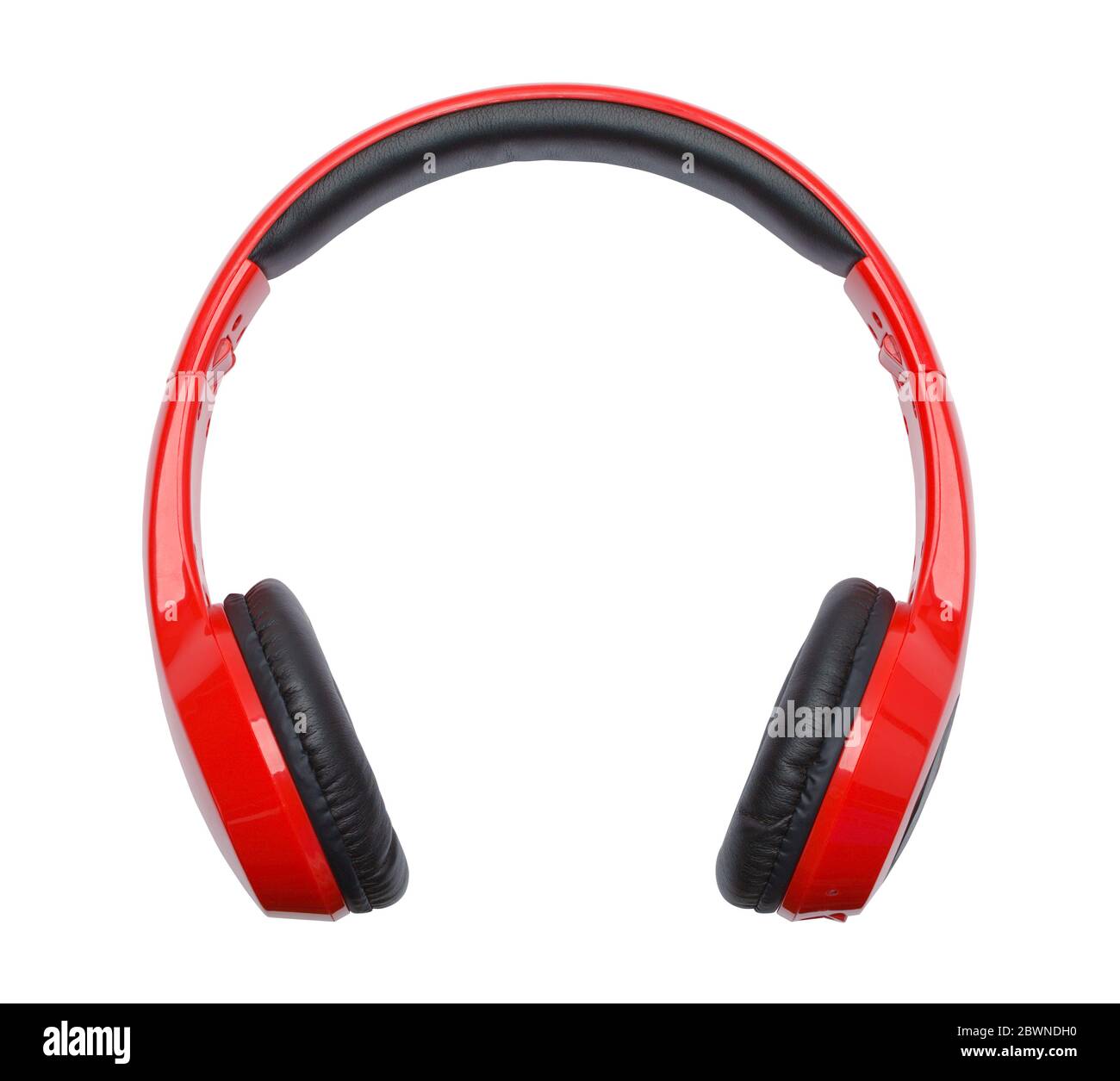 Red Wireless Music Headphones Front View Cut Out on White Stock Photo ...