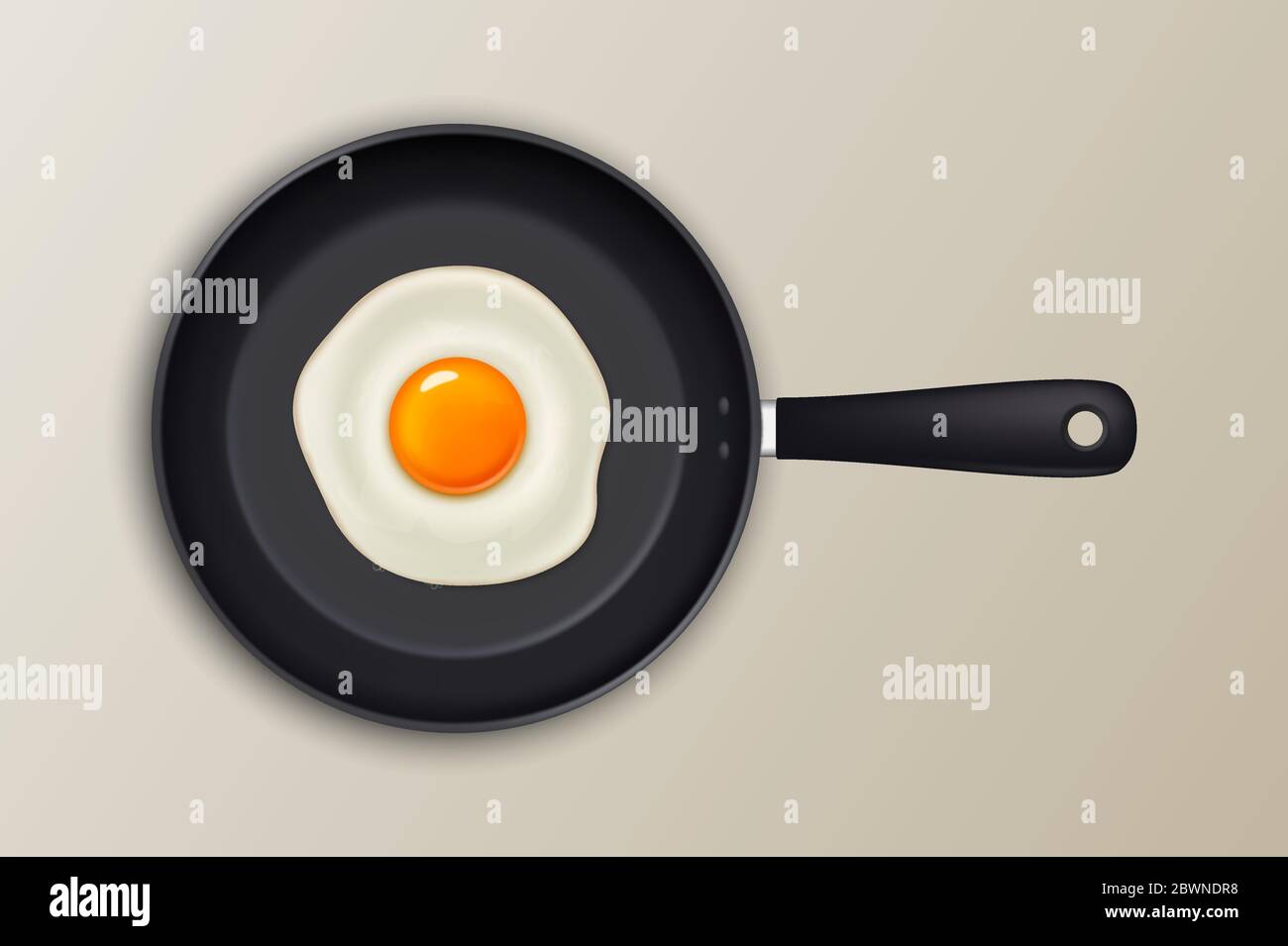 Vector fried egg on a black pan. Realistic icon Stock Vector Image ...