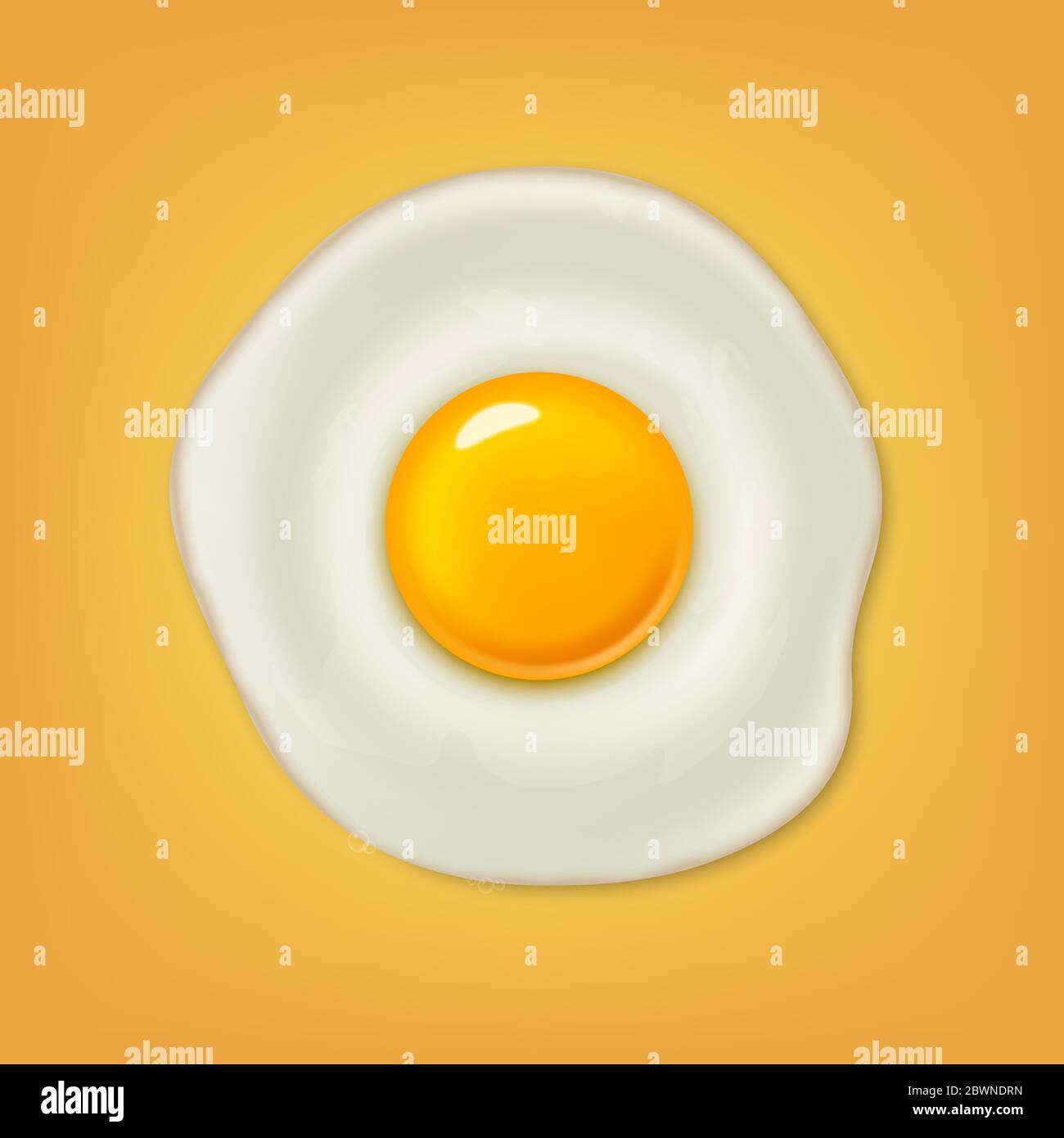 Realistic vector fried egg icon on yellow background. Design template ...