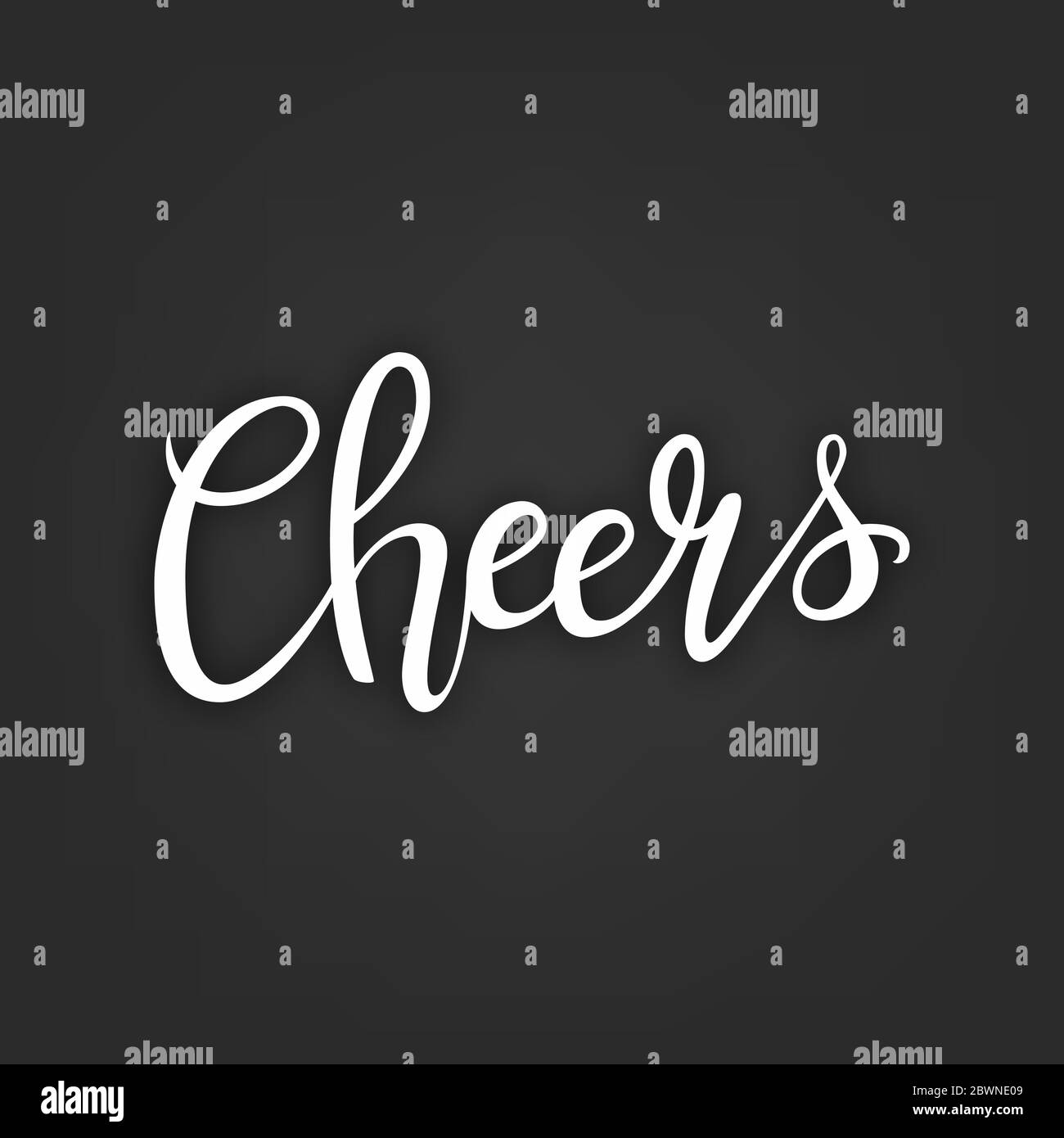 Cheers hand-drawn lettering decoration text on black background. Design ...