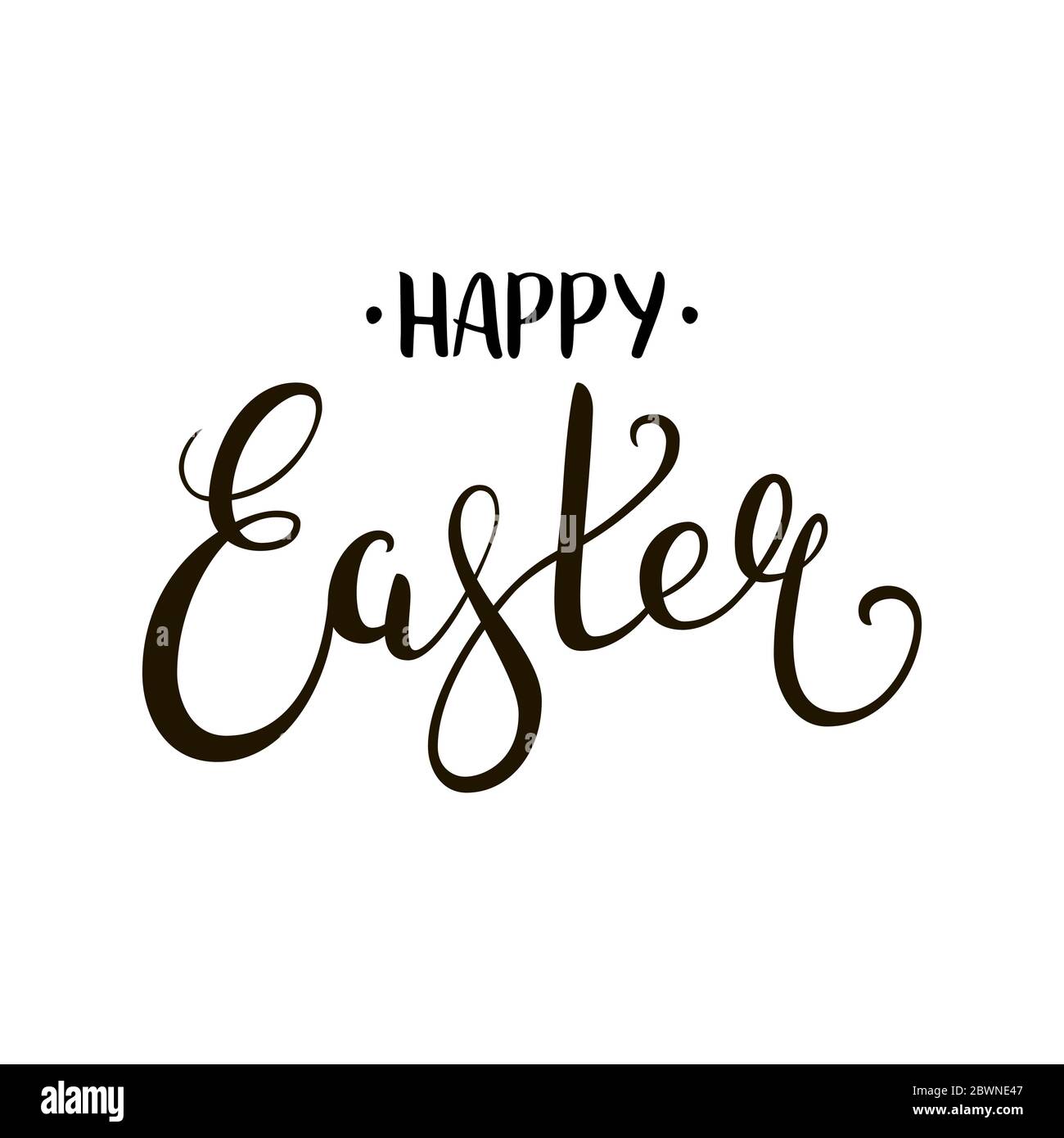 Happy Easter hand-drawn lettering decoration text on white background ...
