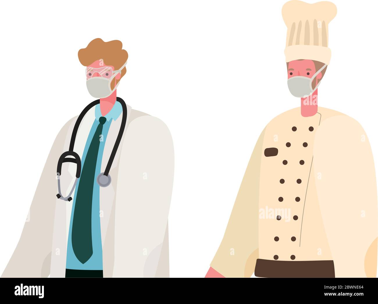 Isolated male doctor and chef with masks vector design Stock Vector ...