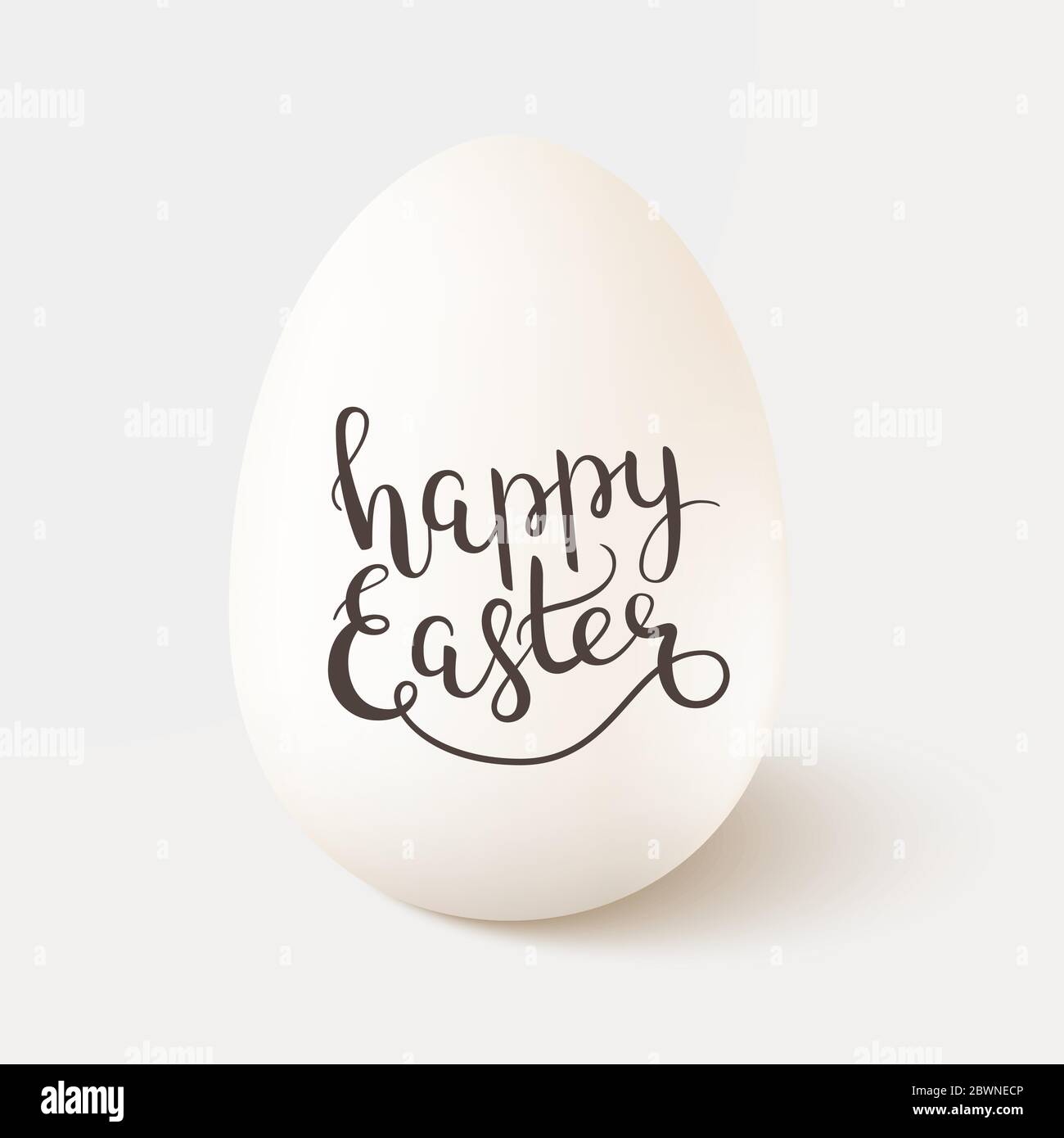 Realistic vector white single chicken egg with lettering Happy Easter ...