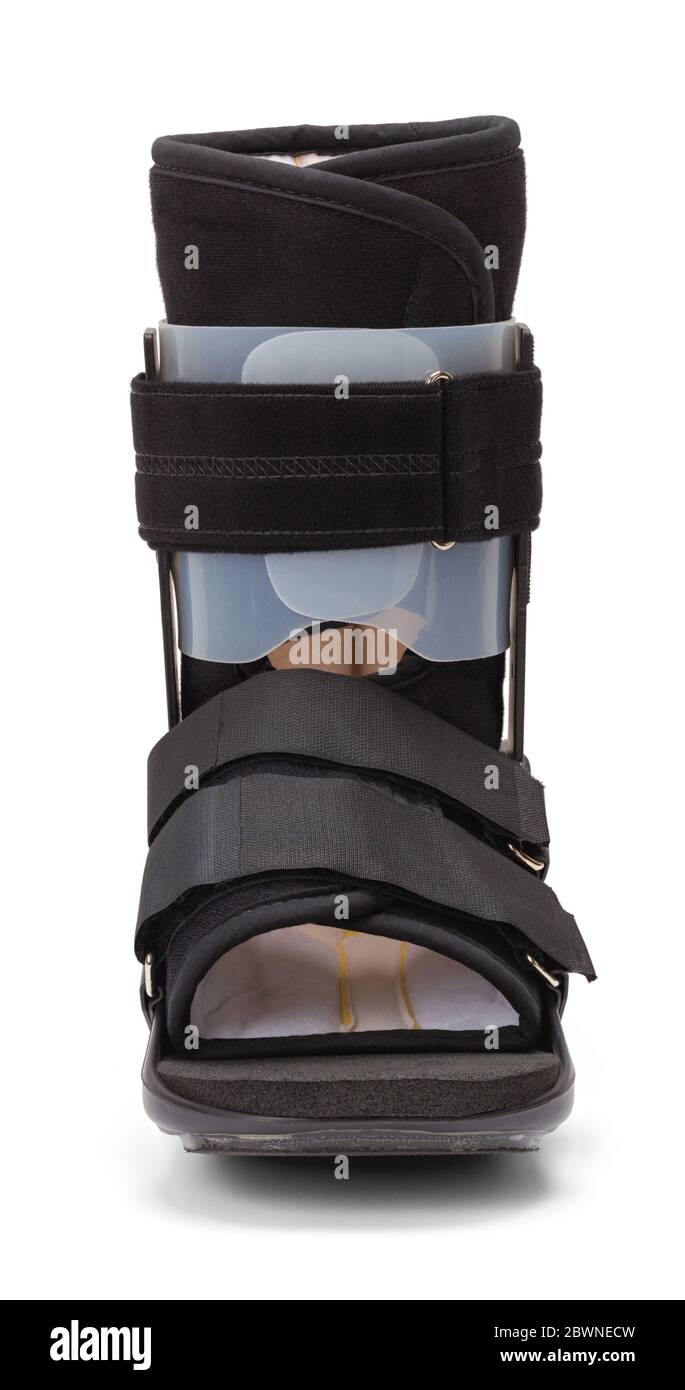 Black Orthopedic Medical Boot Front View Isolated on White Background ...