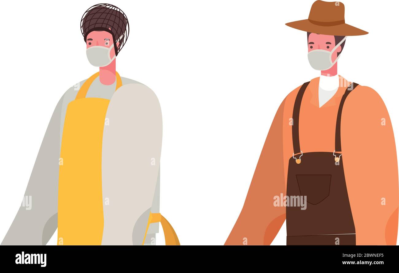 Male gardener and cook with masks vector design Stock Vector Image ...