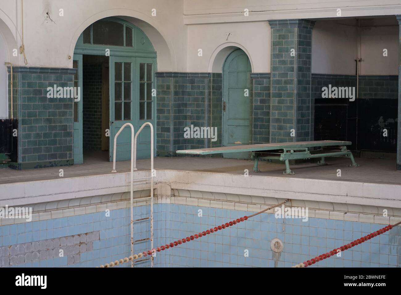Old swimming pool diving board hi-res stock photography and images - Alamy
