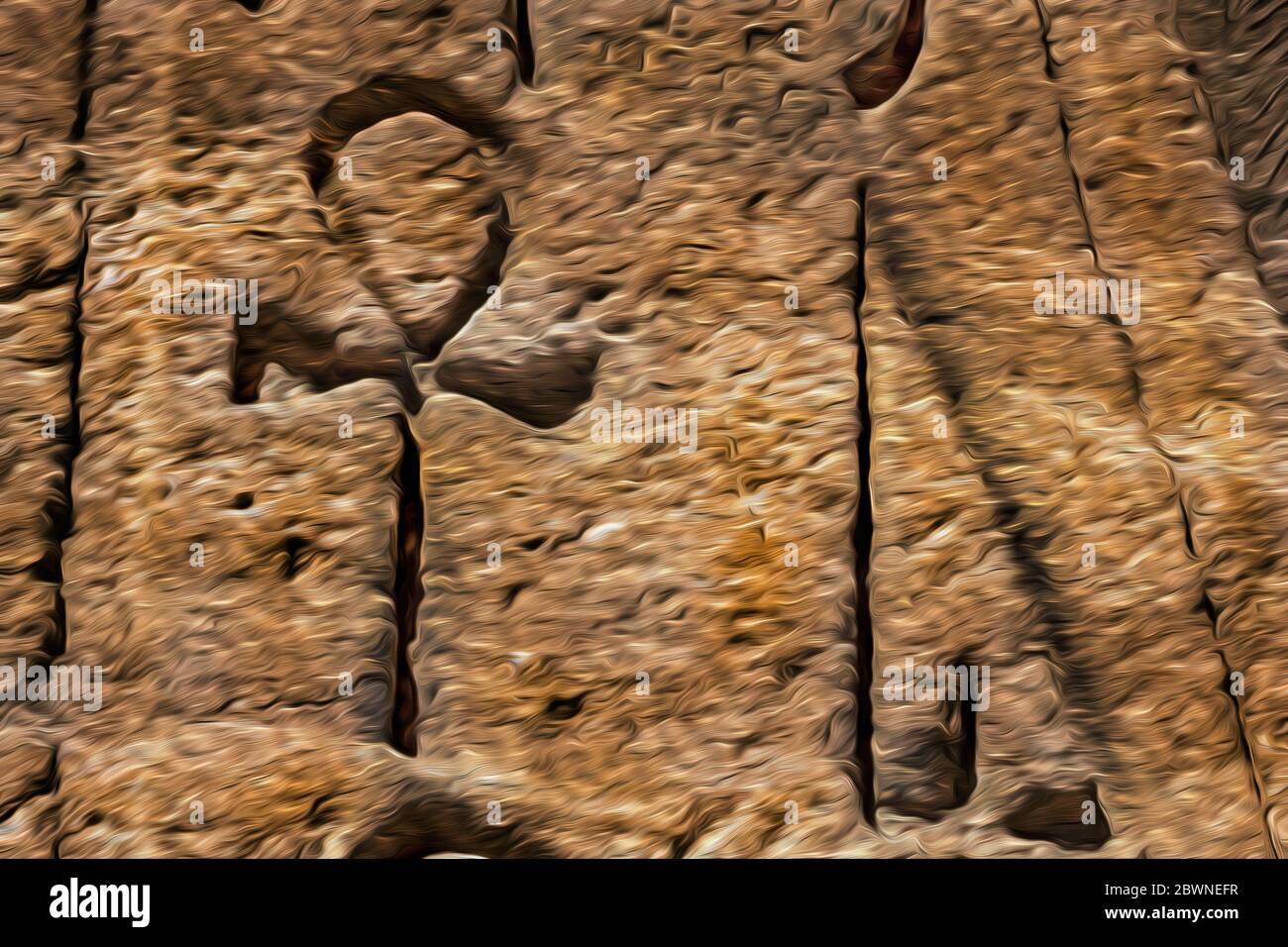 Hieroglyphic symbols carved on rock by the ancient Egyptians in the Abu ...