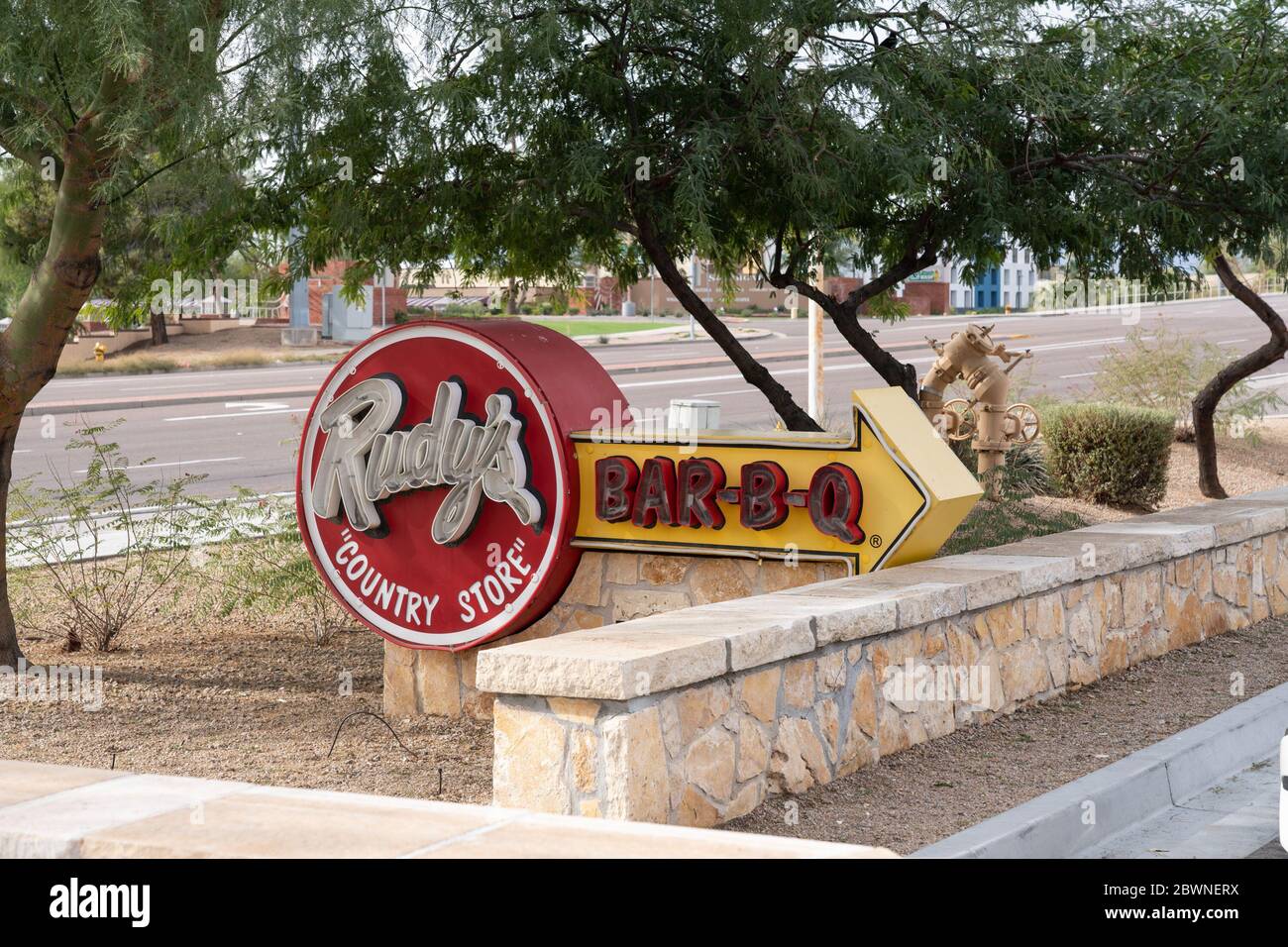 Chandler, AZ - Dec. 2, 2019: Neon sign in front of Rudy's Country Store ...