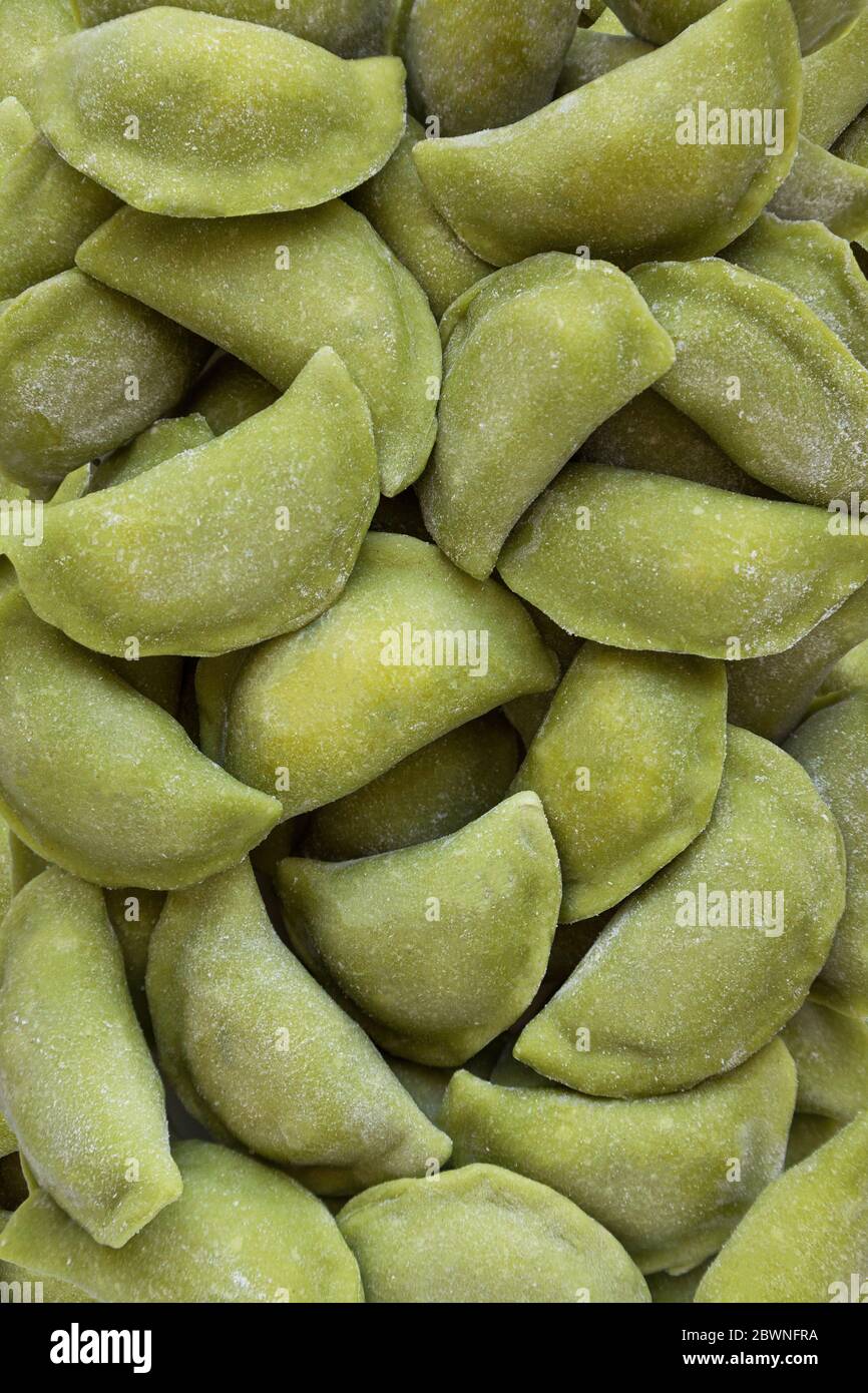 Frozen dumplings texture in a market fridge Stock Photo - Alamy