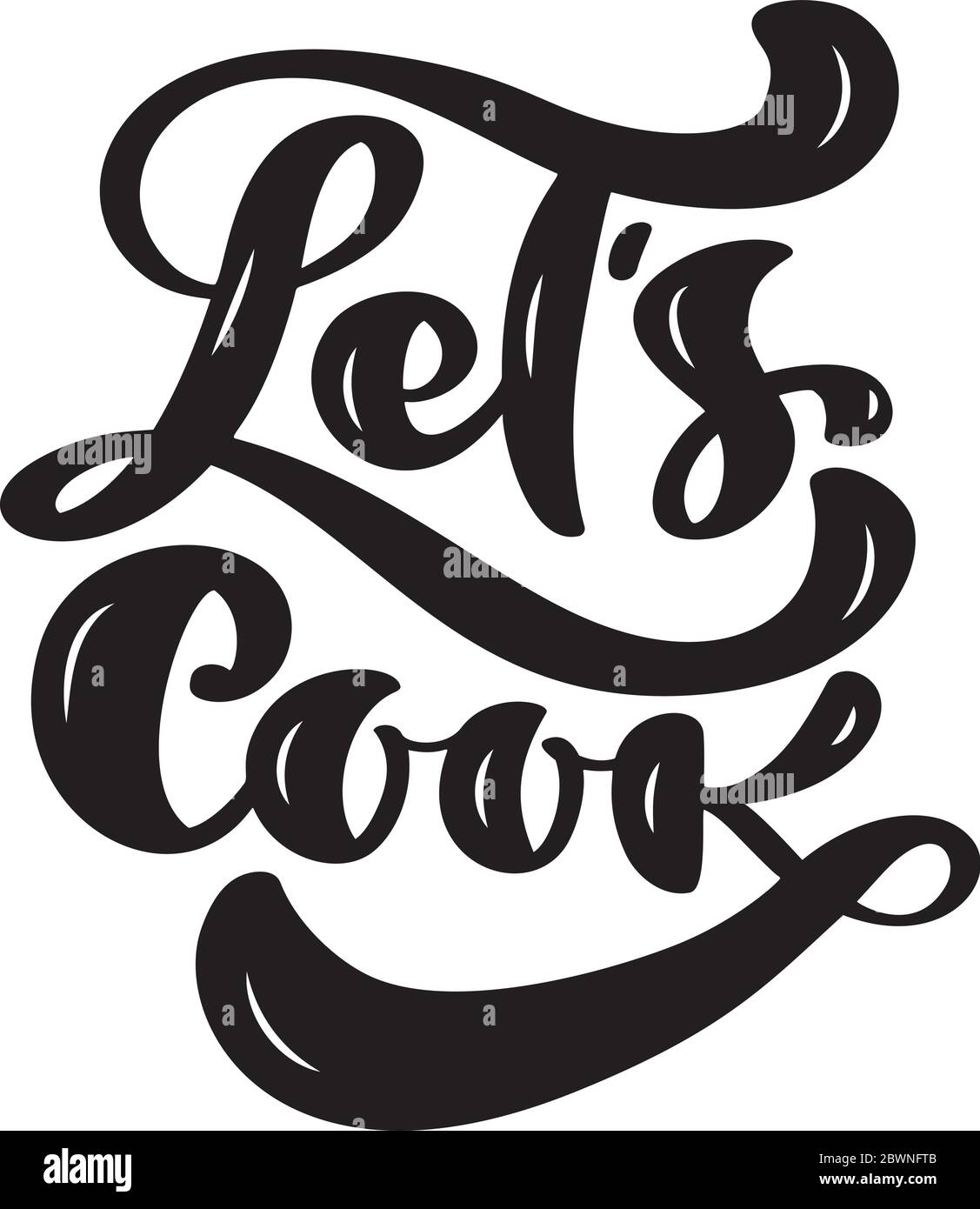 Lets cook calligraphy lettering vector Kitchen text for food blog. Hand ...