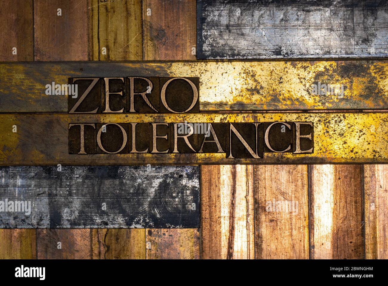 Photo of real authentic typeset letters forming Zero Tolerance text on ...