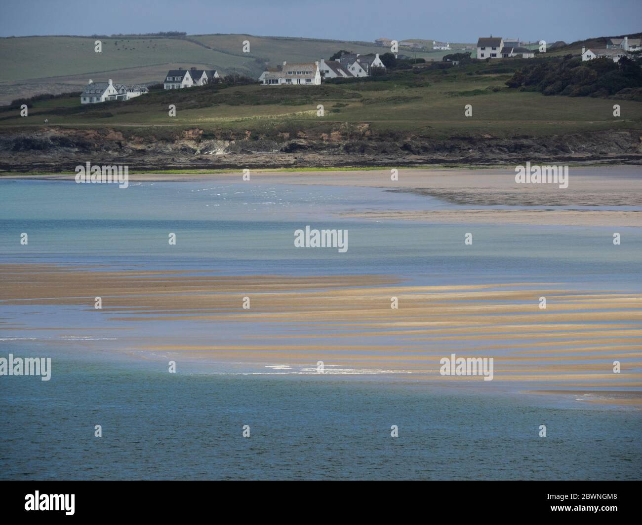 View over the River Camel estuary from Padstow towards Trebetherick ...