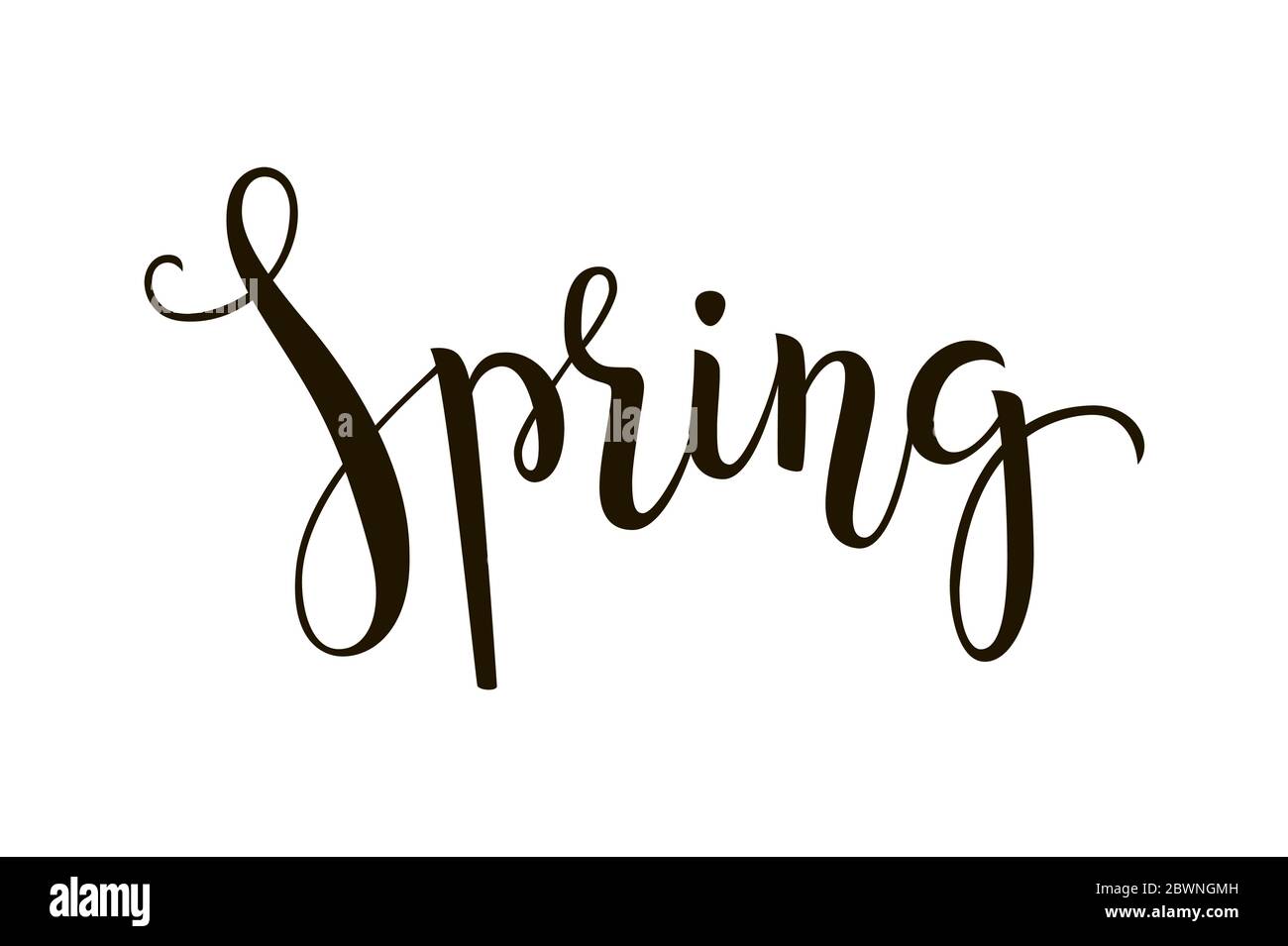Spring - hand-drawn lettering decoration text on white background ...