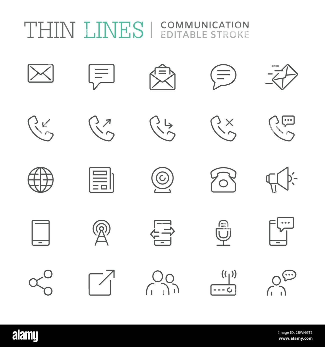 Collection of communication related line icons. Editable stroke Stock ...
