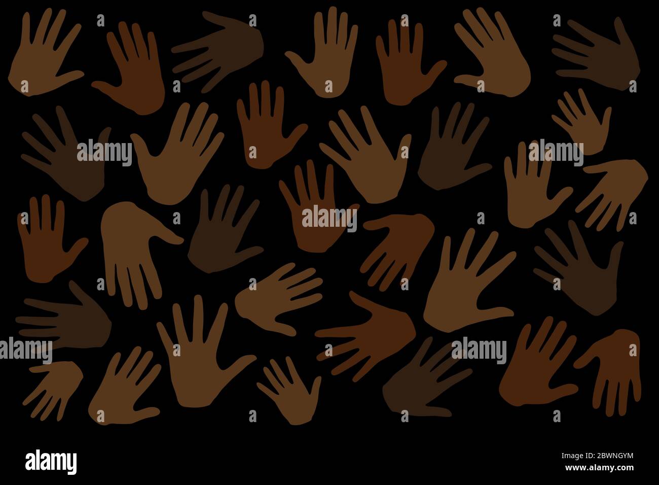 Many hands on dark background, stop racism. Black lives matter ...