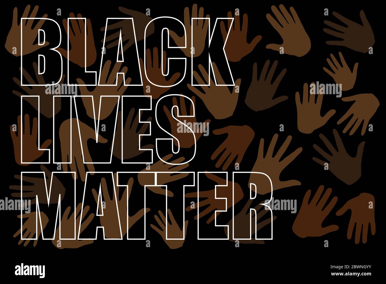 Black lives matter text on different colors hands on black background ...