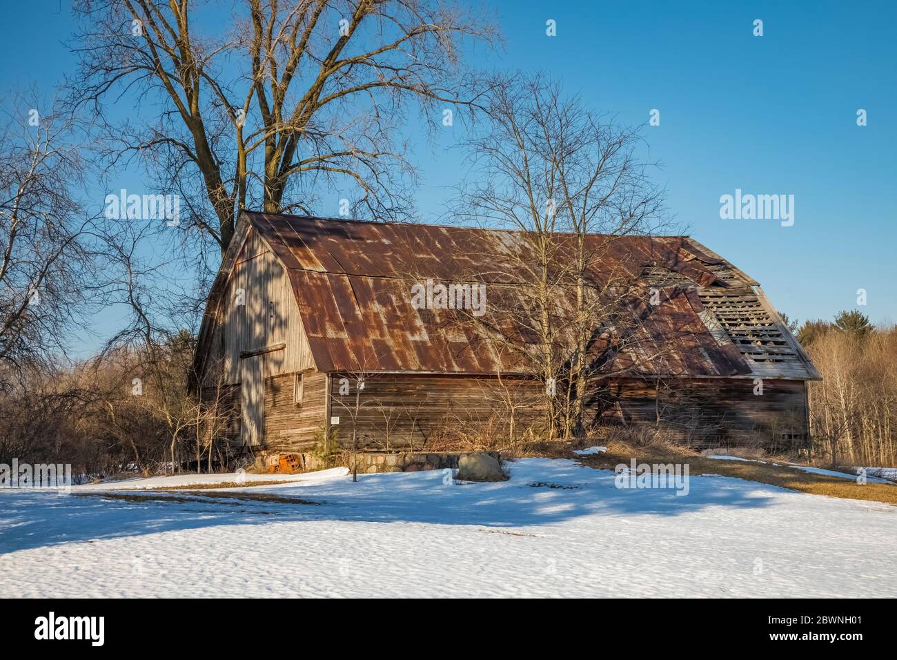 Classic old and apparently abandoned farm in central Michigan, USA [No ...