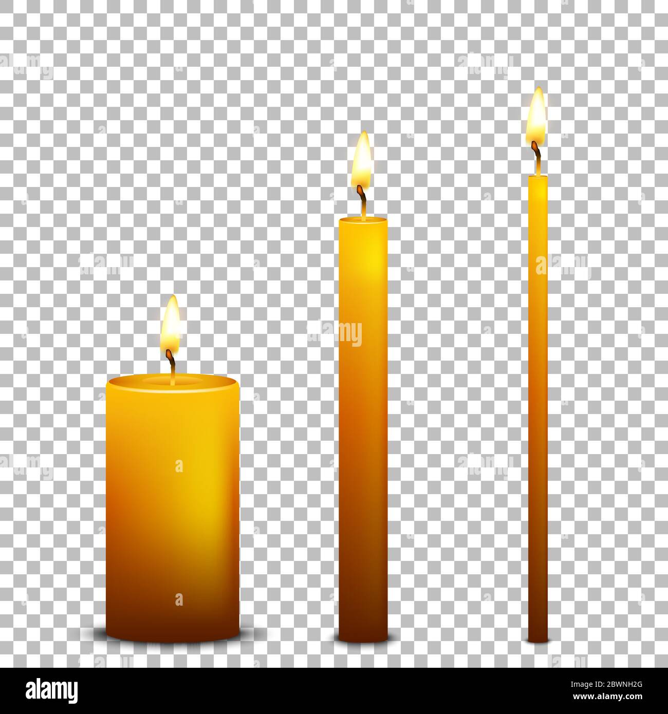 Vector realistic candle icon set isolated on transparent background ...