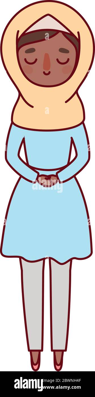 Muslim woman cartoon with traditional cloth vector design Stock Vector ...
