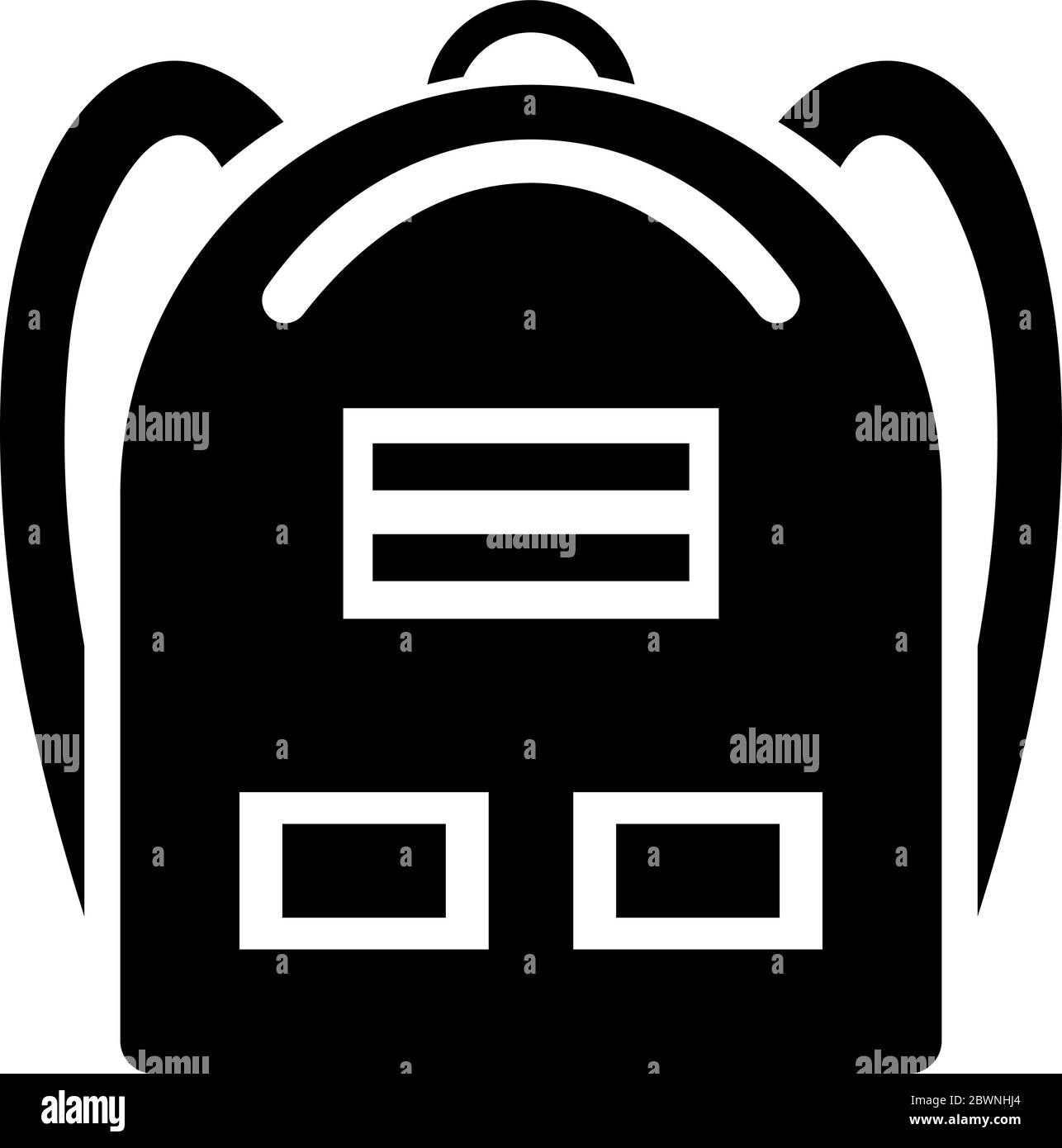 School Backpack icon. Simple Flat Vector Illustration sign. Black ...