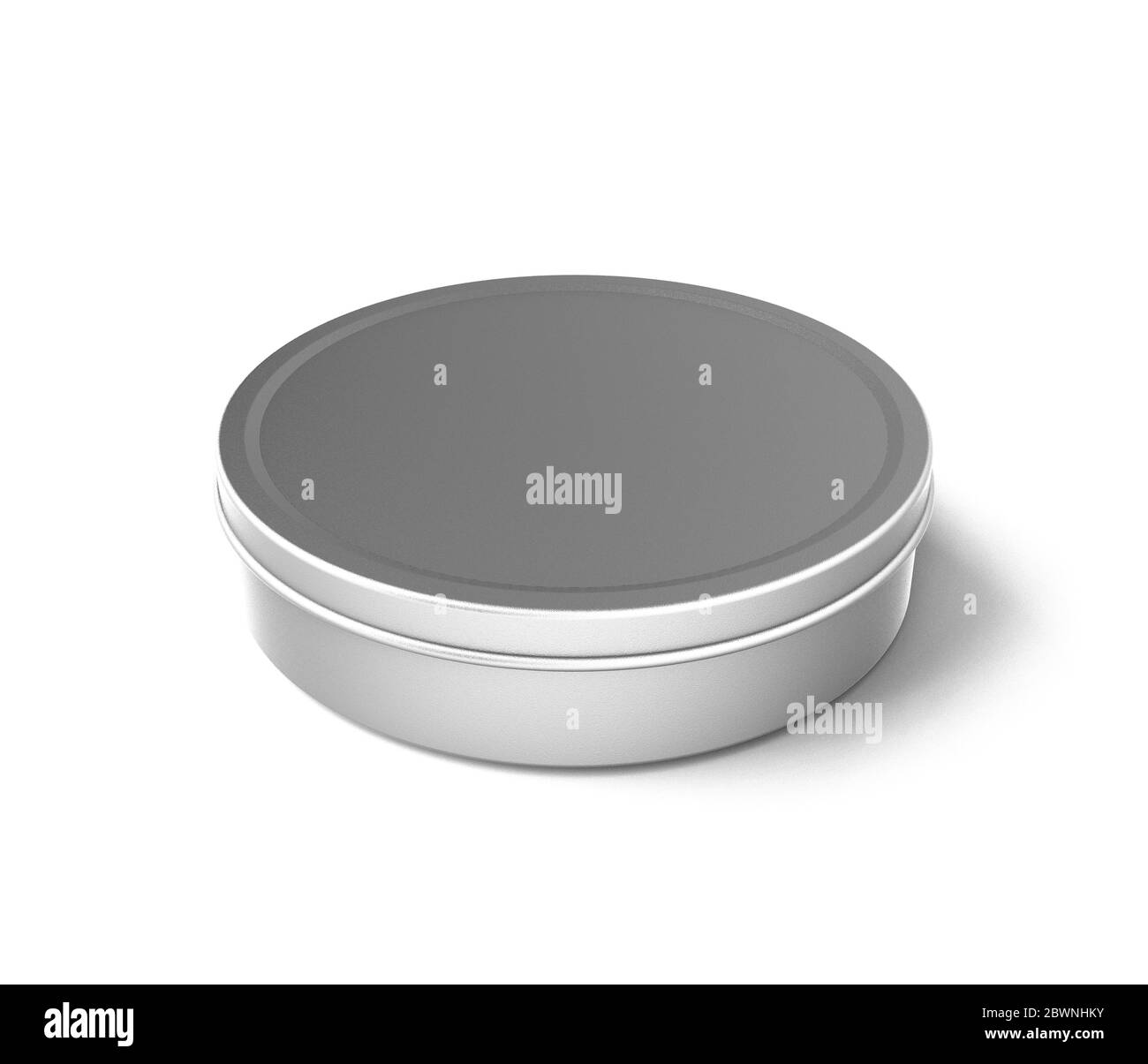 Metal round container isolated on white Stock Photo - Alamy
