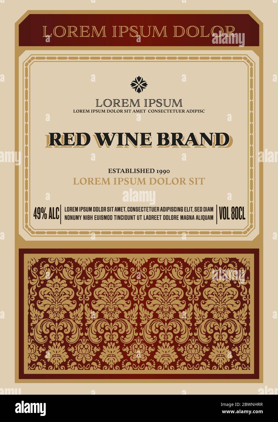 Vintage wine label with floral frame. Vector layered Stock Vector Image ...